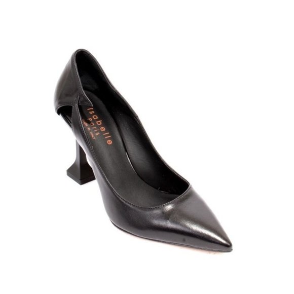 Isabelle | Shoes | Isabelle 8w Black Leather Stiletto Heels Pointy Toe ...
